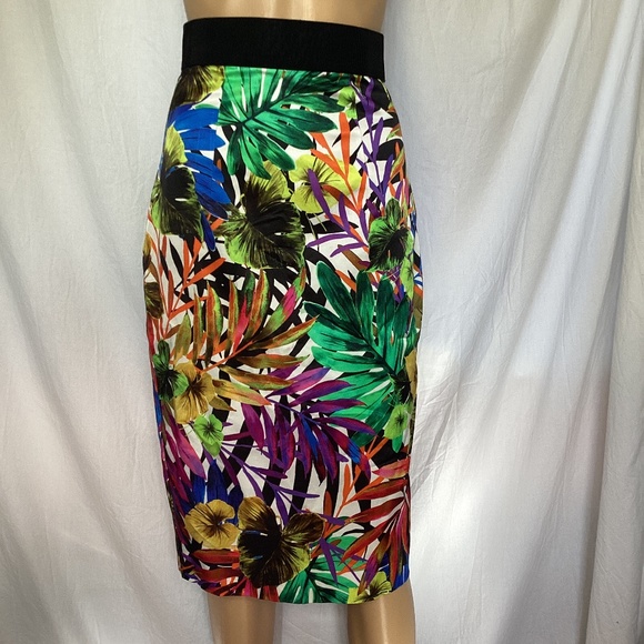 Milly | Skirts | Milly Bright Palm Leaves Midi Pencilskirt S | Poshmark